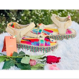 FARM Rio | Shoes | Farm Rio In Colorful Toucans Flatform Raffia Sandals ...